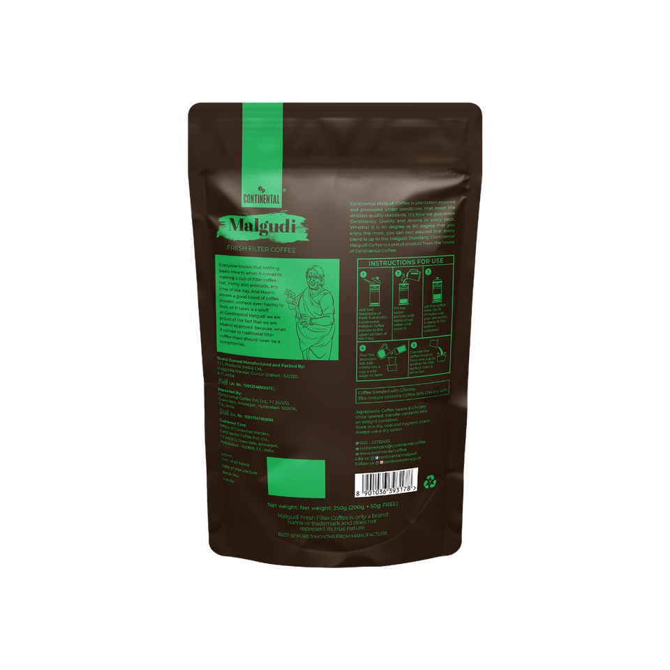 Buy Malgudi Filter Coffee 60:40 Pouch Online – Continental Coffee