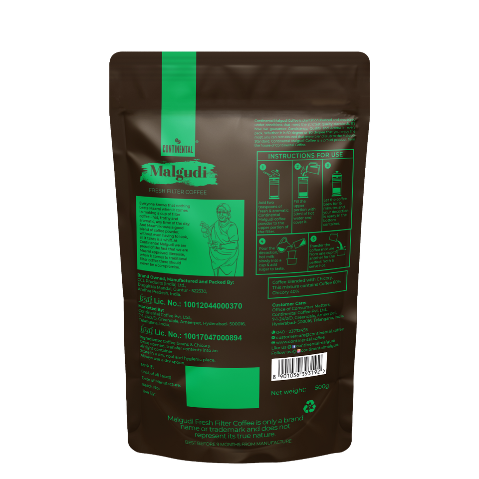 Buy Malgudi Filter Coffee 60:40 Pouch Online – Continental Coffee